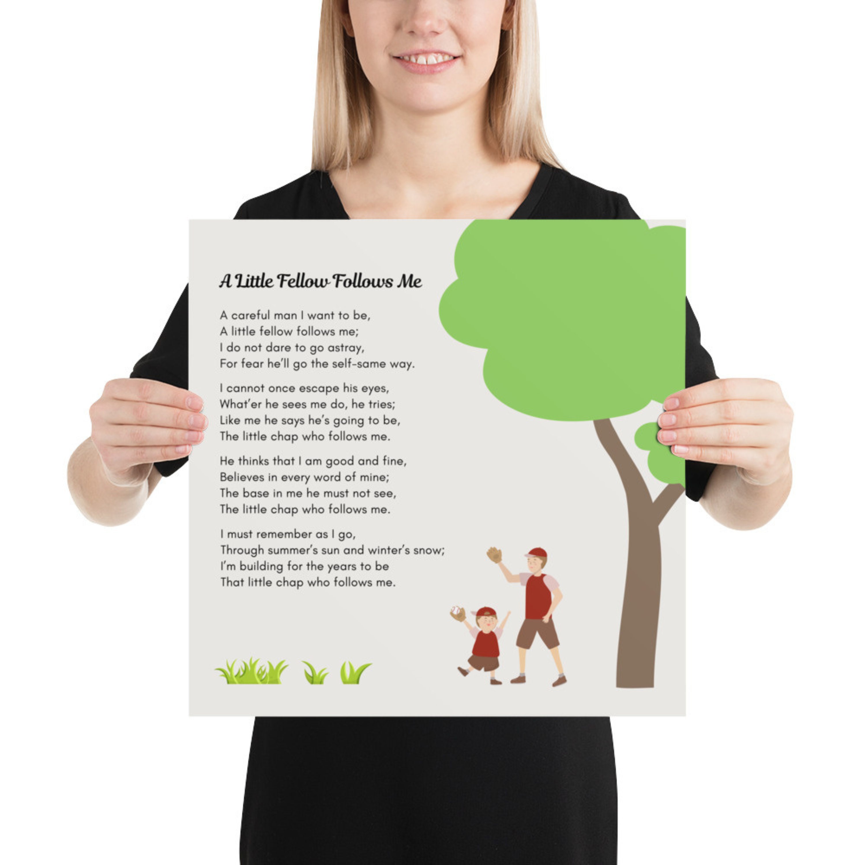 A Little Fellow Follows Me Poem, Photo Paper Poster, Baseball Theme ...