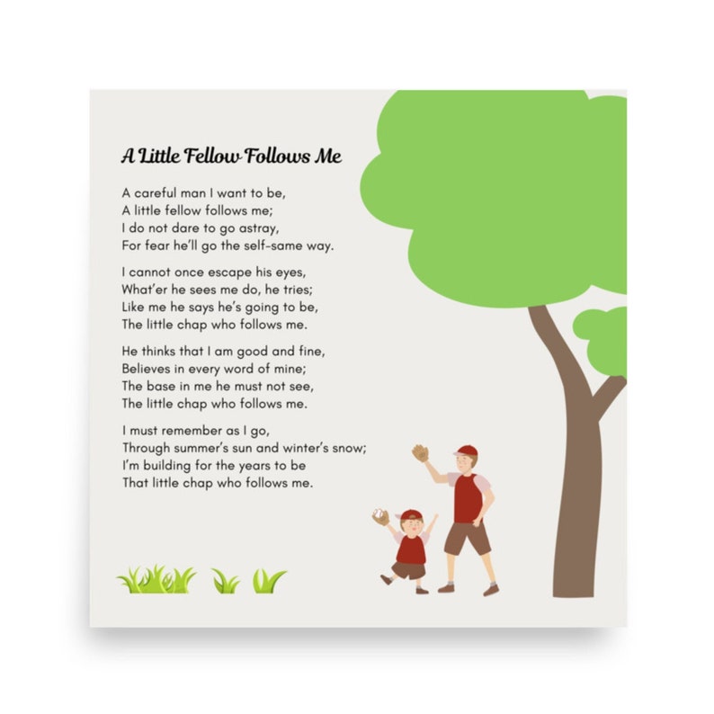 A Little Fellow Follows Me Poem, Photo Paper Poster, Baseball Theme ...