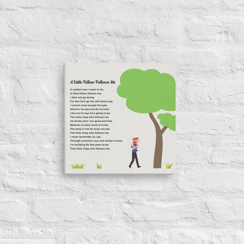 A Little Fellow Follows Me Poem Canvas Print Wall Art 12x12 - Etsy