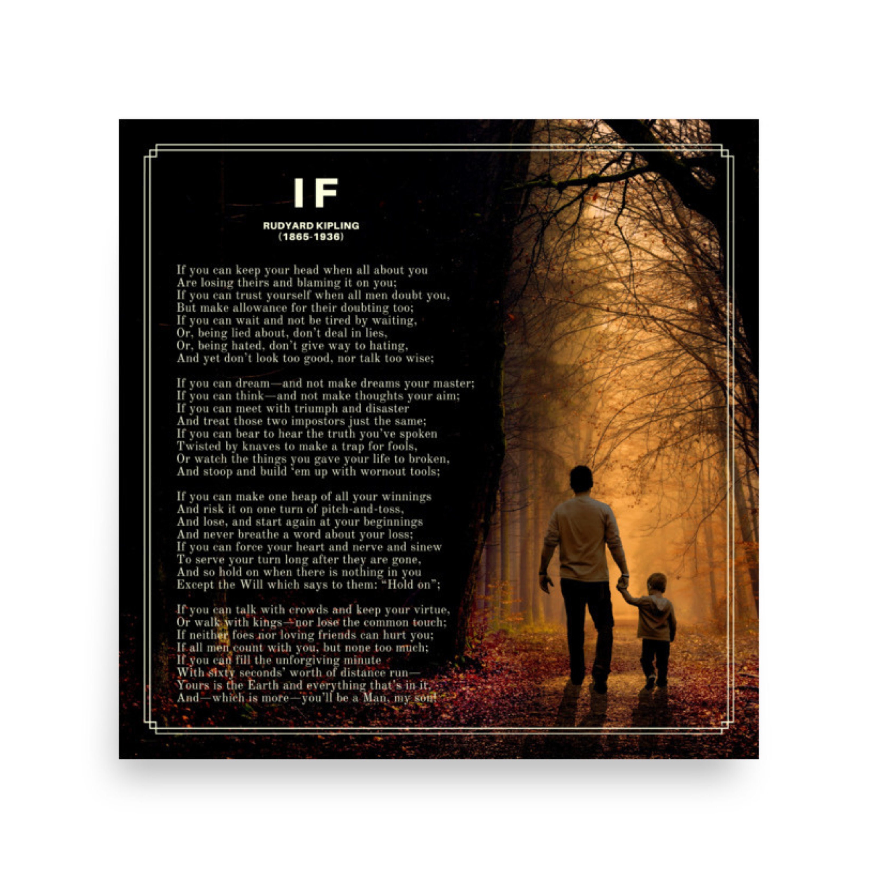 IF Rudyard Kipling Poem! Photo Paper Poster, Print, Wall Art, Father ...