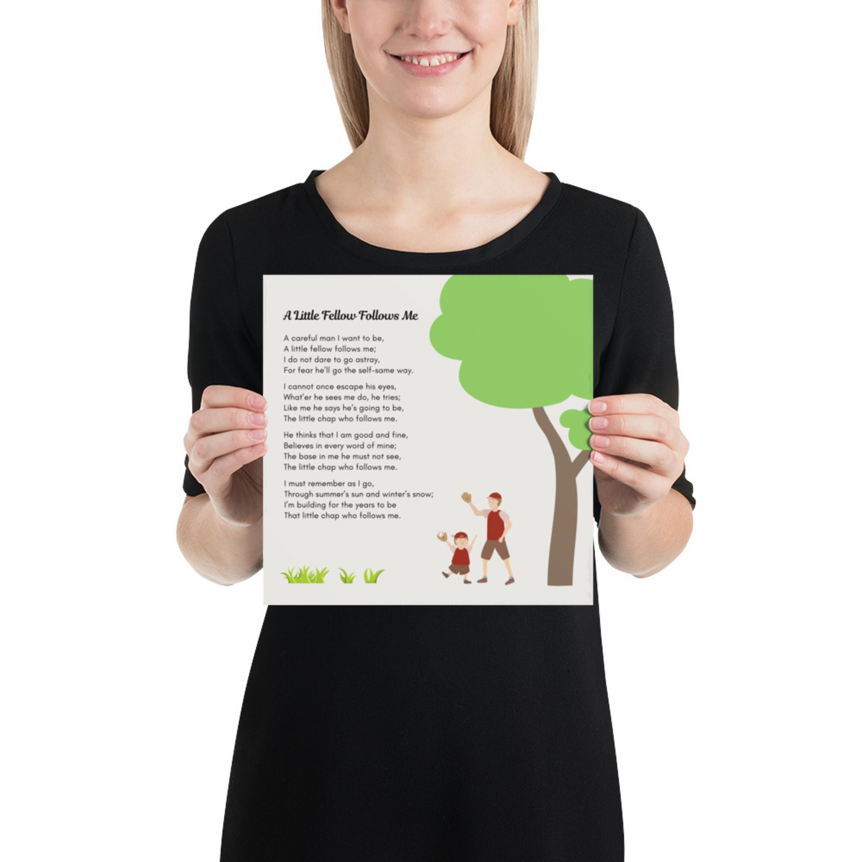 A Little Fellow Follows Me Poem, Photo Paper Poster, Baseball Theme ...