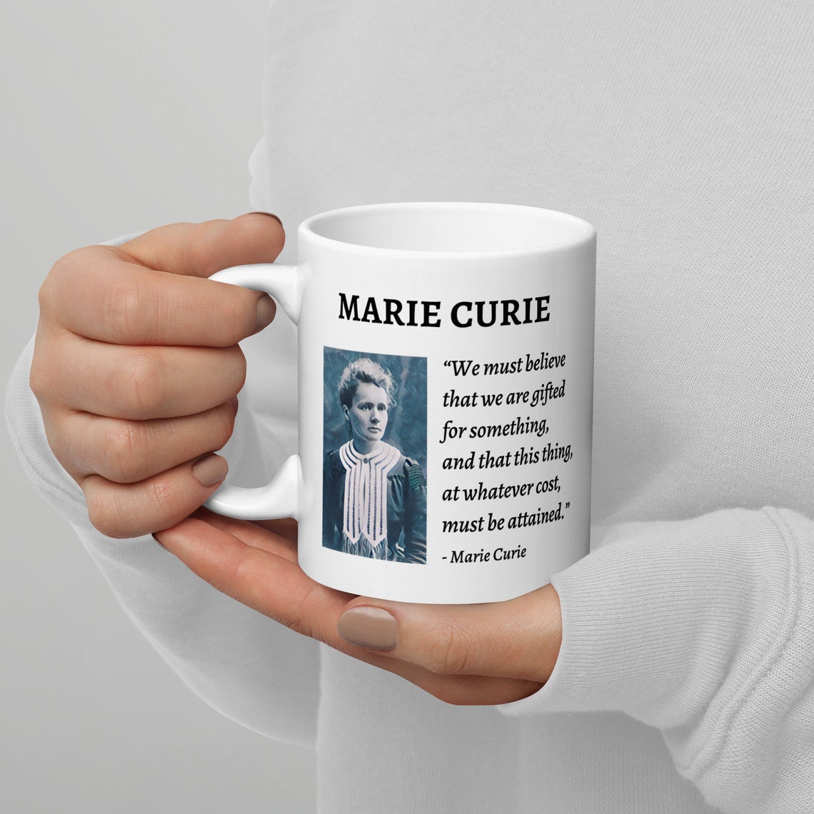 Marie Curie Quote Mug, Inspiring Quote on Perseverance, Nobel Prize ...