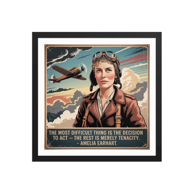 Amelia Earhart Framed Quote Poster | Inspirational Wall Art for Women ...