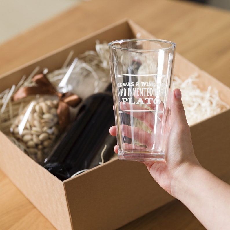 Plato Quote Beer Glass!, It Was A Wise Man Who Invented Beer, Shaker 16 ...