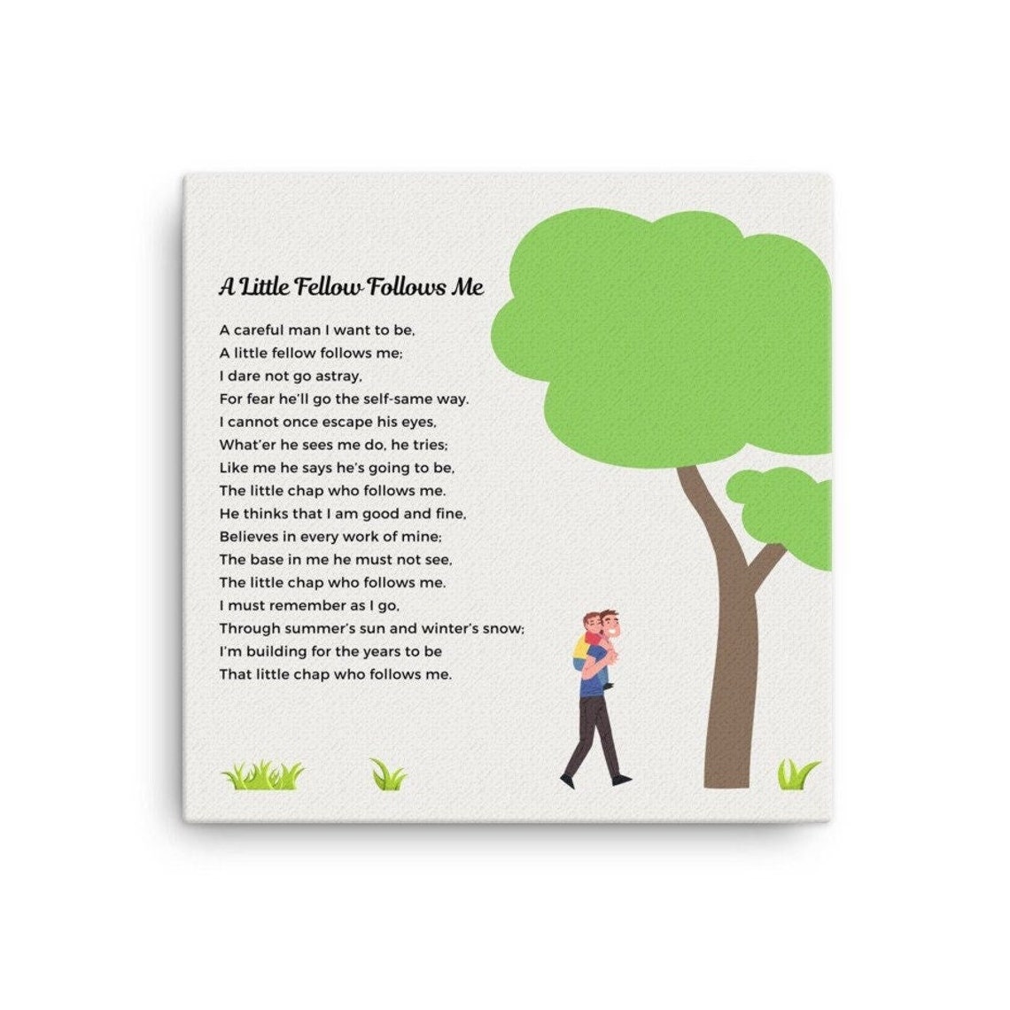 A Little Fellow Follows Me Poem Canvas Print Wall Art 12x12 - Etsy