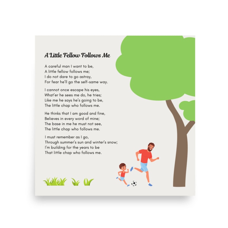 A Little Fellow Follows Me Poem, Photo Paper Poster Print, Soccer Theme ...
