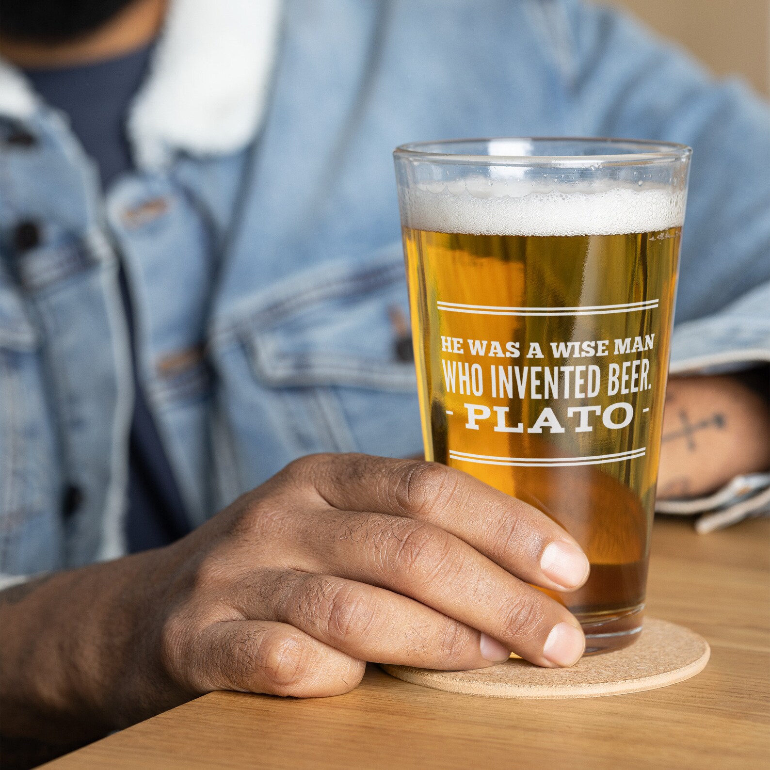 Plato Quote Beer Glass!, It Was A Wise Man Who Invented Beer, Shaker 16 ...