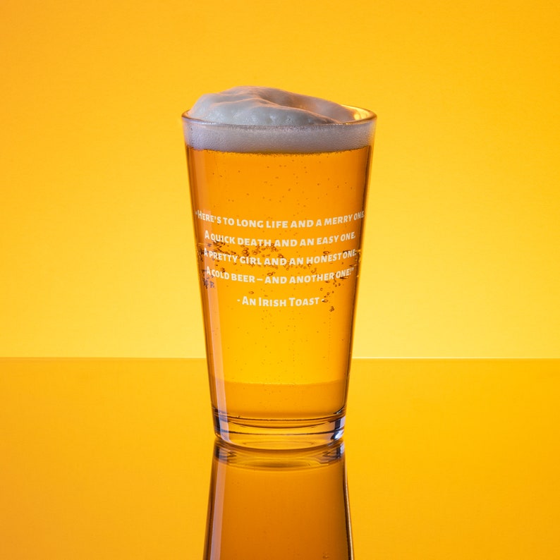 Irish Toast Pint Glass, heres to Long Life and a Merry One..., Irish ...