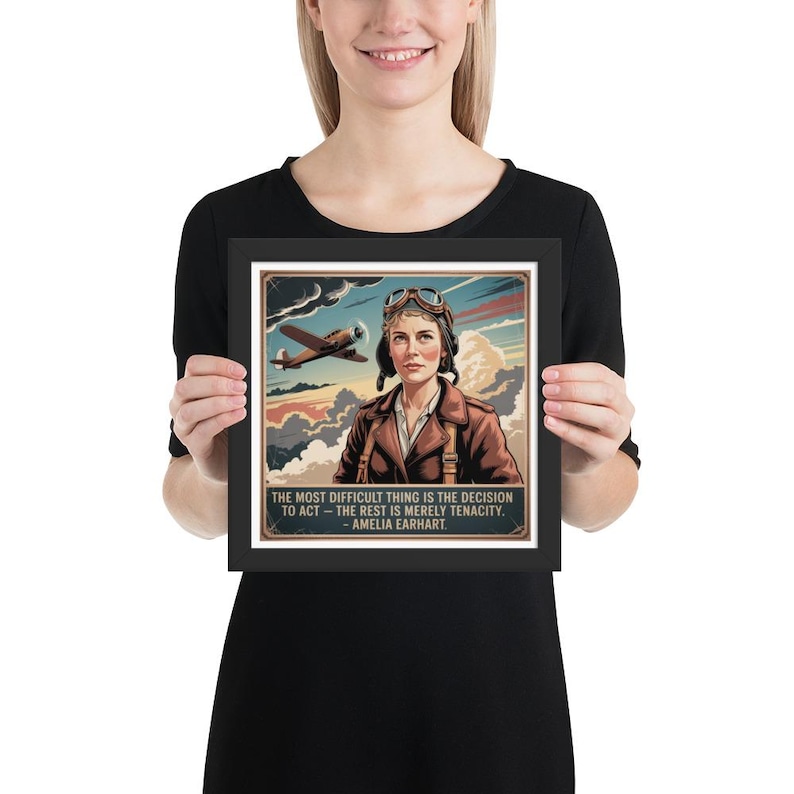 Amelia Earhart Framed Quote Poster: Vintage Aviation Wall Art - Etsy