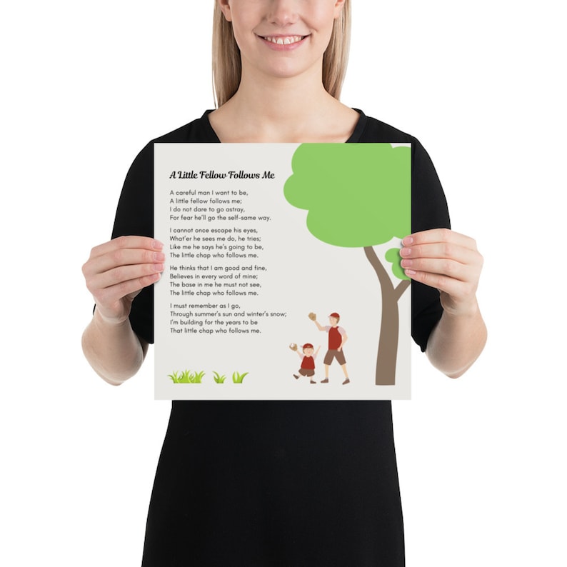 A Little Fellow Follows Me Poem, Photo Paper Poster, Baseball Theme ...