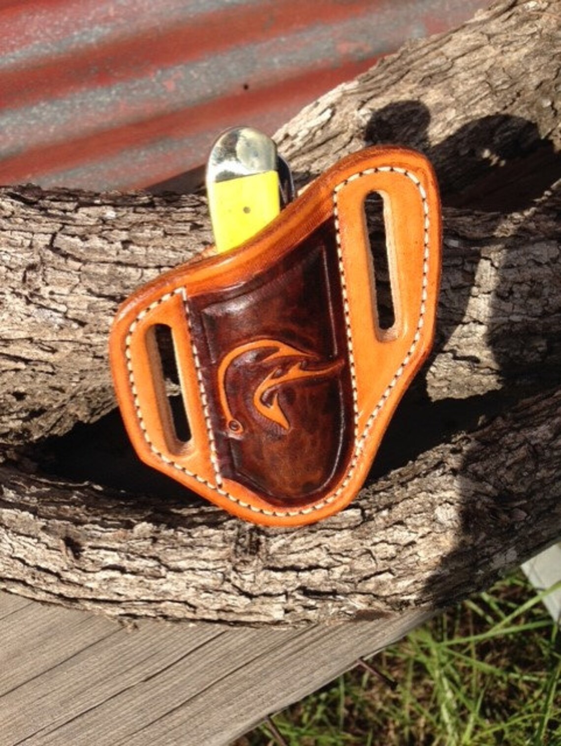 Duckhead Tooled Pancake Sheath for Trapper & Stockman Knives - Etsy Israel
