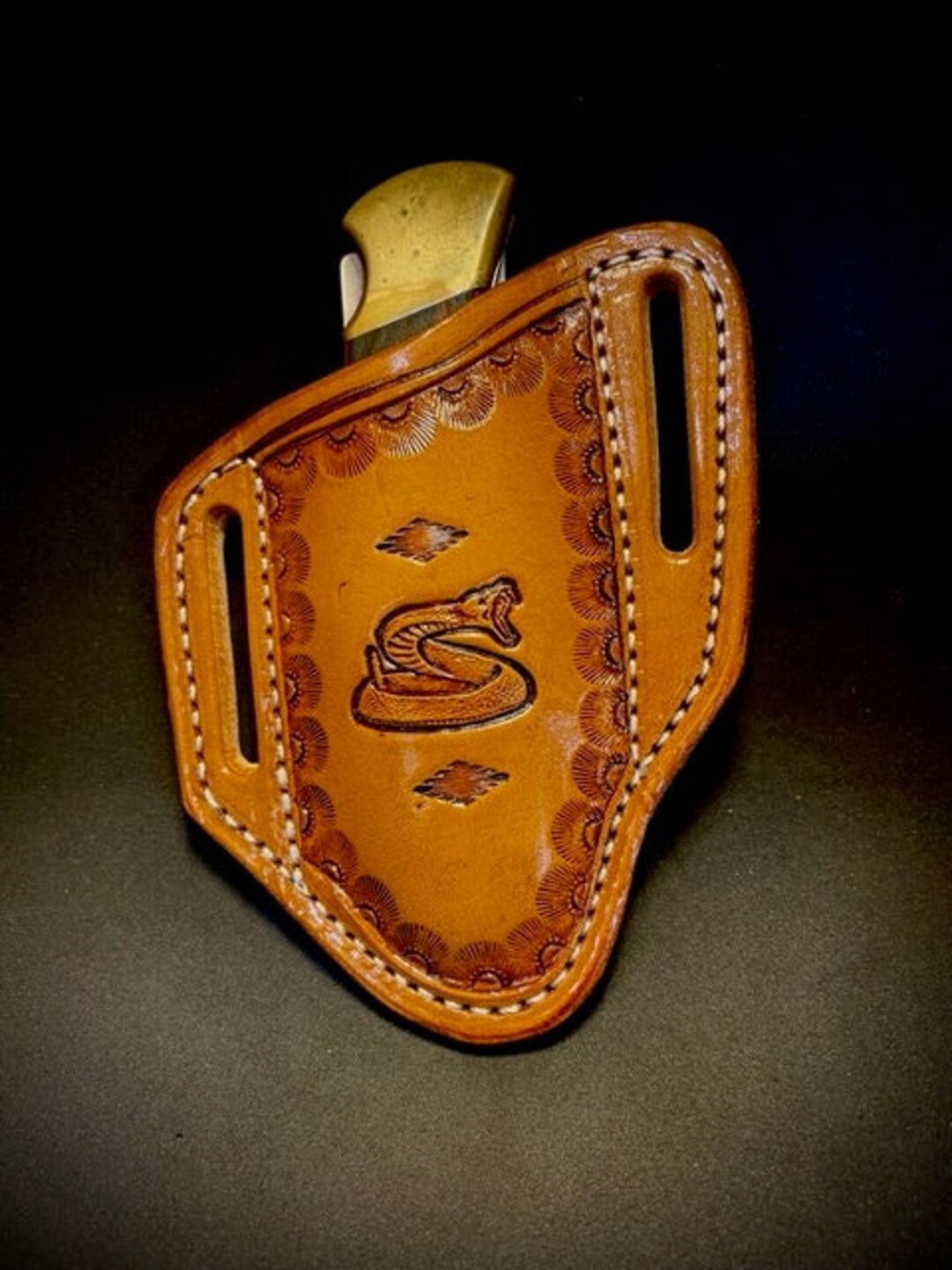 Rattle Snake Buck 110 Knife Sheath Hand Tooled Quality - Etsy