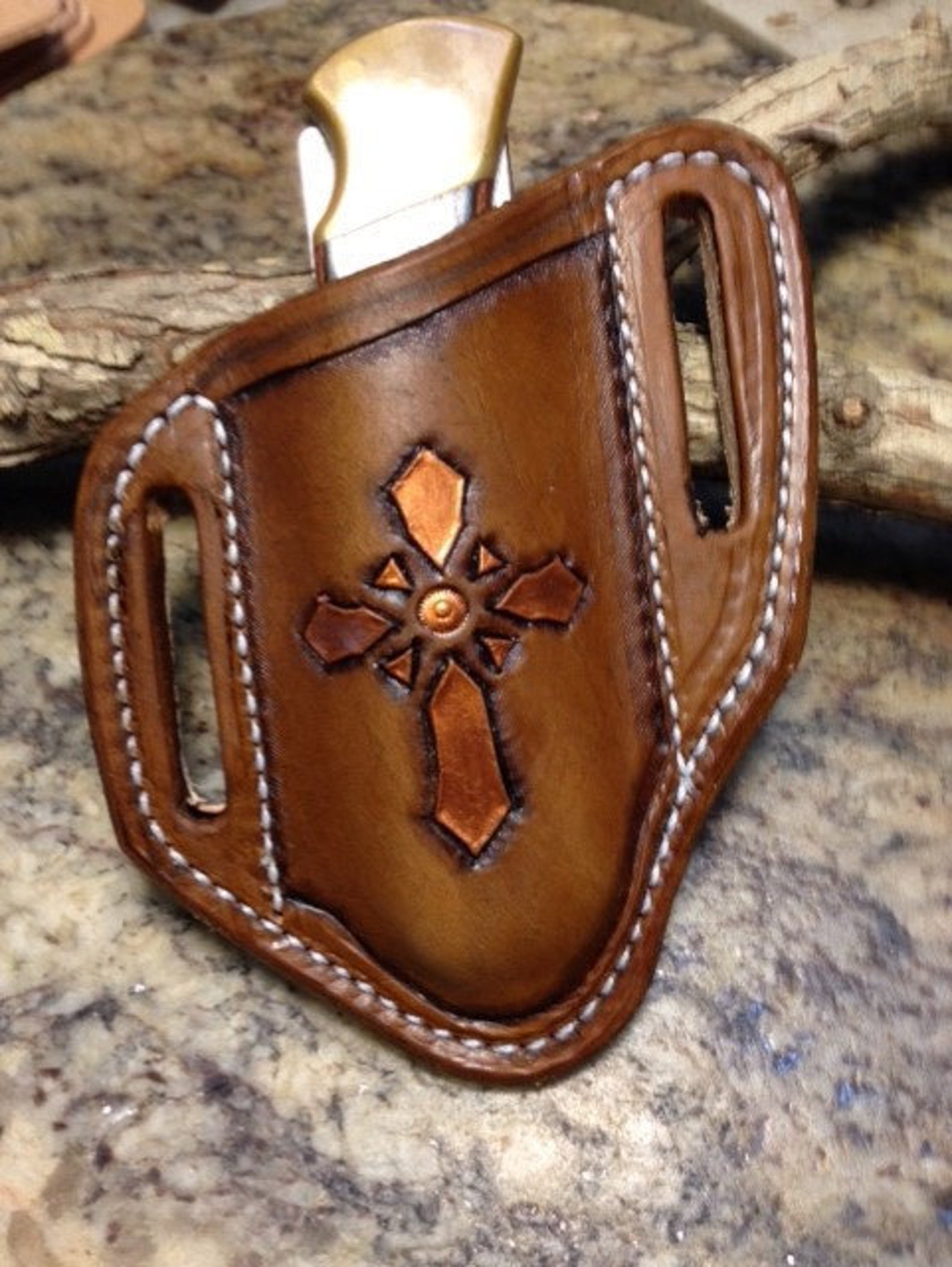 Briar Brown and Copper Tooled Cross Sheath for the Buck 110 - Etsy