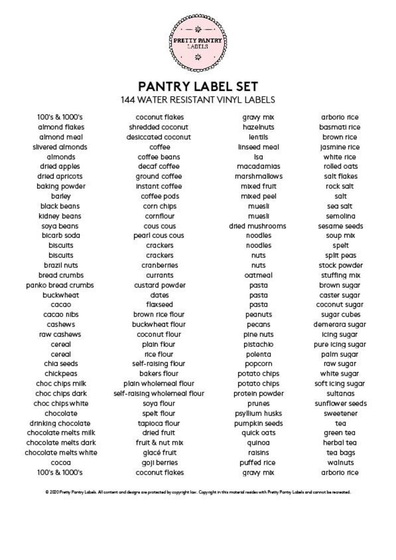 Pantry Label Set Design 26 Black - Etsy