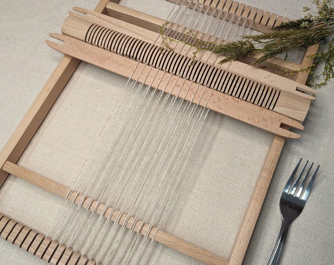 Frame Loom Weaving Kit: British Wool Warp, Heddle Bar, Vintage Fork ...