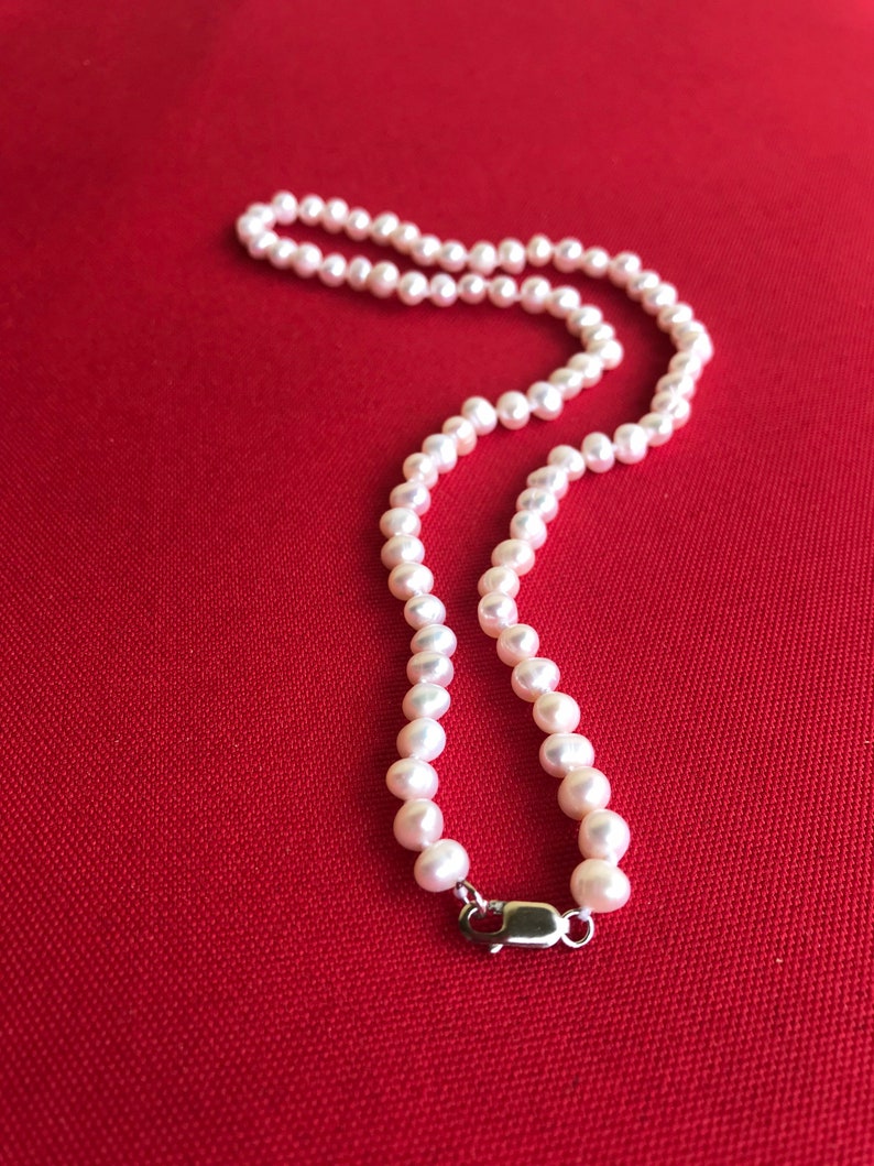 5 6mm Freshwater Seed Pearl Necklace Real White Pearl Necklace Etsy