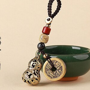 Gourd Shape Keychain With Five Bronze Chinese Ancient Looking Coins ...