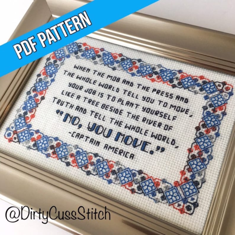 No You Move Captain America Quote PDF Cross Stitch Pattern - Etsy