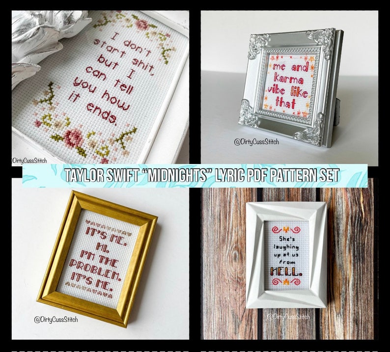 Taylor Swift Midnights Mini Cross Stitch PDF Pattern Set - Etsy