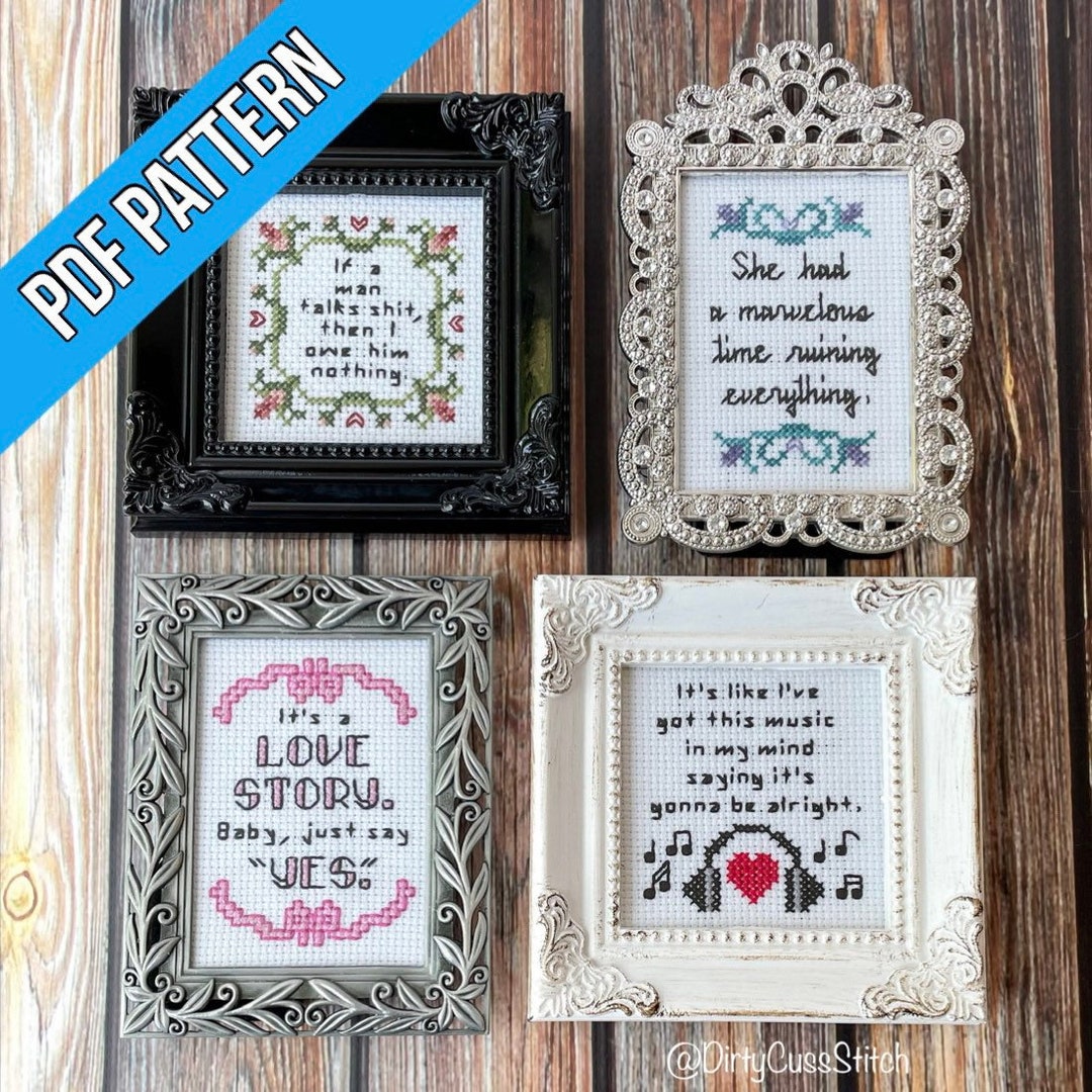 Taylor Swift GROUP ONE Mini Cross Stitch Lyric Pattern Set PDF - Etsy