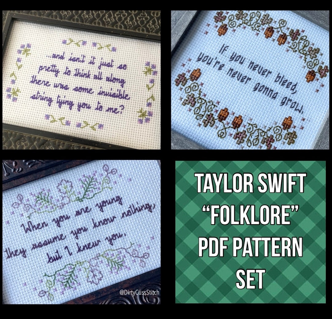 Taylor Swift Folklore Cross Stitch PDF Pattern Set - Etsy