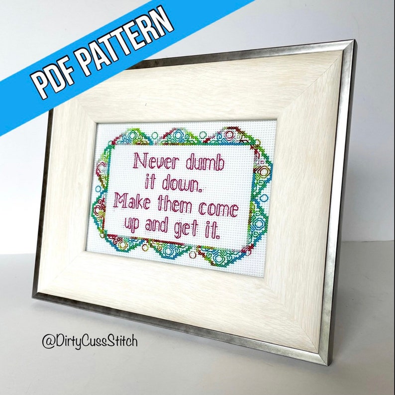 Never Dumb It Down Cross Stitch Pattern PDF - Etsy