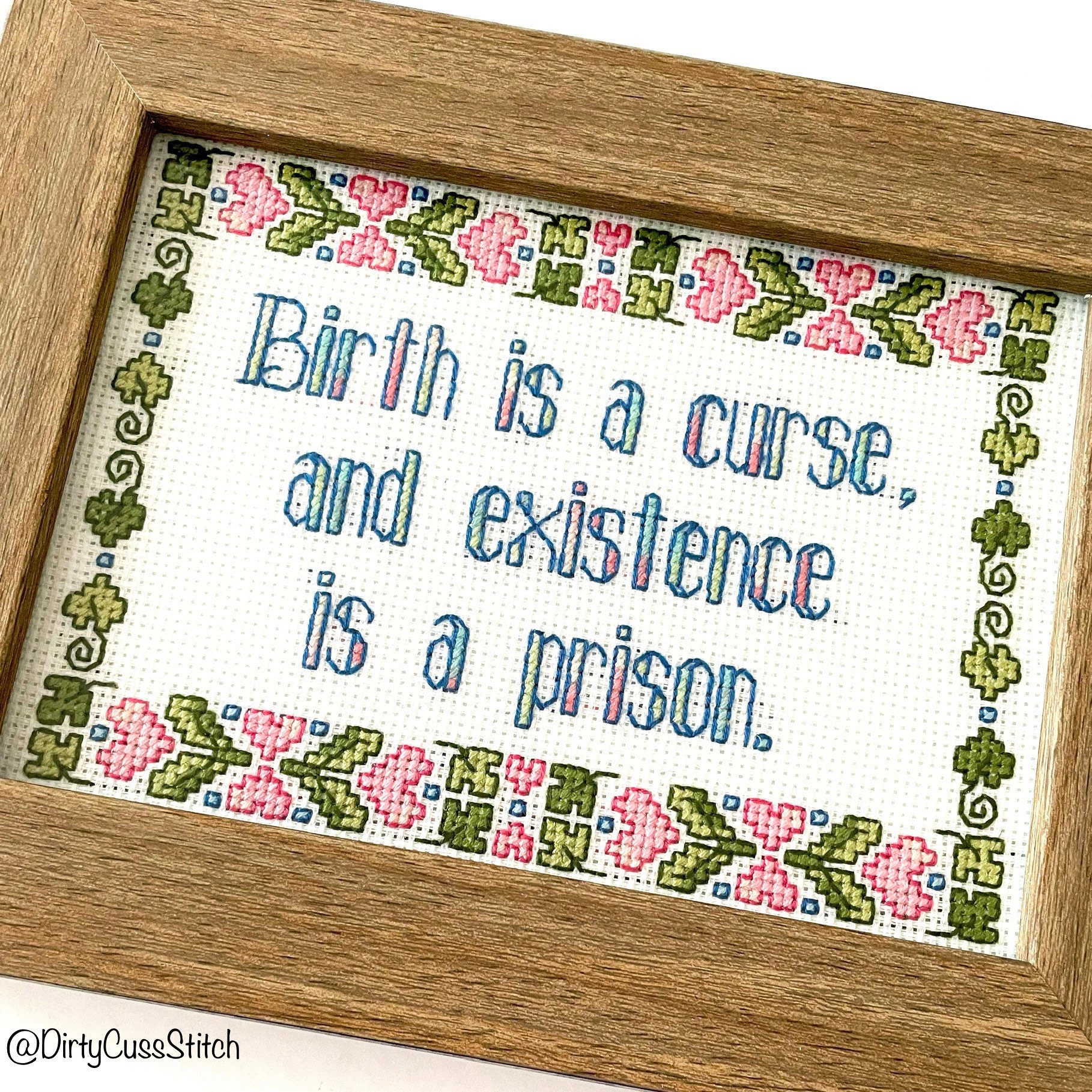 Birth is a Curse Framed Cross Stitch | Etsy