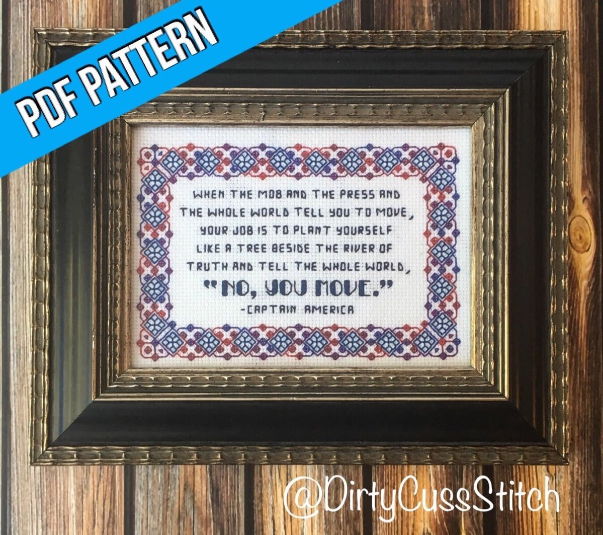 No You Move Captain America Quote PDF Cross Stitch Pattern - Etsy