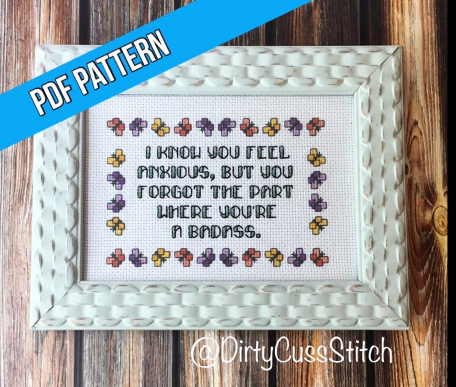 Anxious Badass PDF Cross Stitch Pattern - Etsy