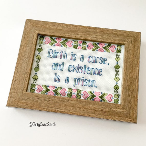 Birth is a Curse Framed Cross Stitch | Etsy
