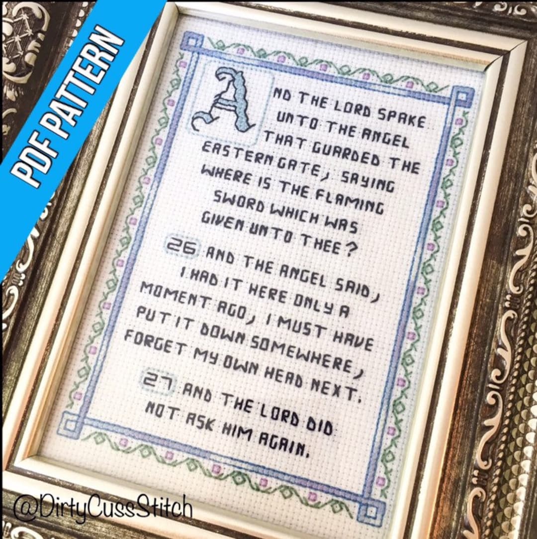 Aziraphale Good Omens Quote Cross Stitch Pattern PDF - Etsy
