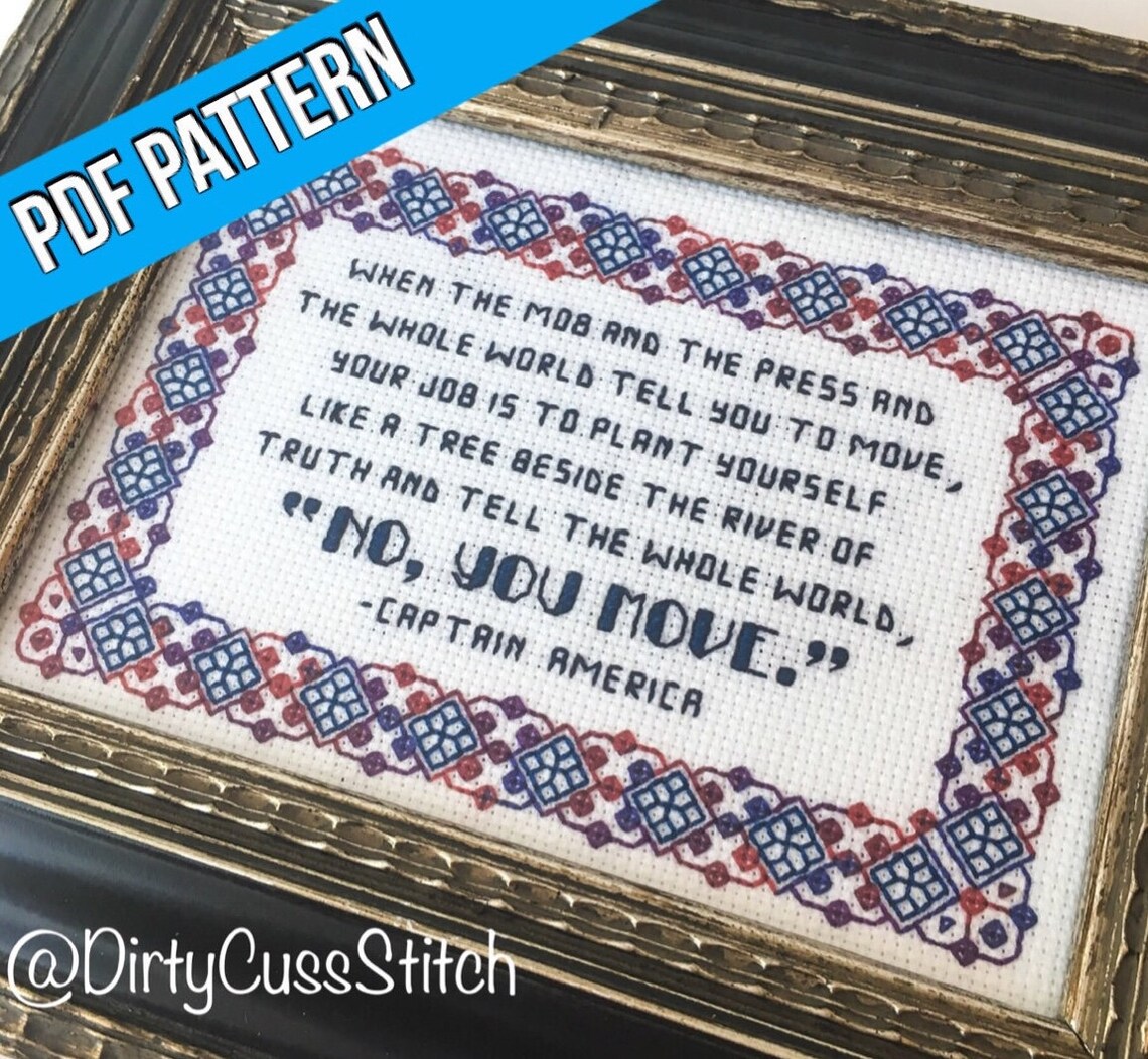 No You Move Captain America Quote PDF Cross Stitch Pattern | Etsy
