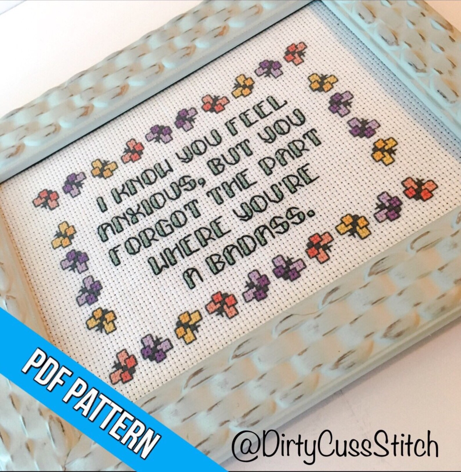 Anxious Badass PDF Cross Stitch Pattern - Etsy