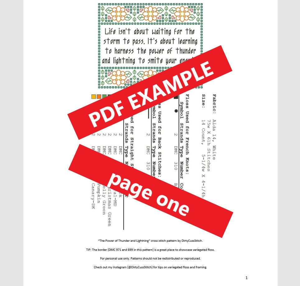 Smite Your Enemies cross stitch pattern PDF download | Etsy