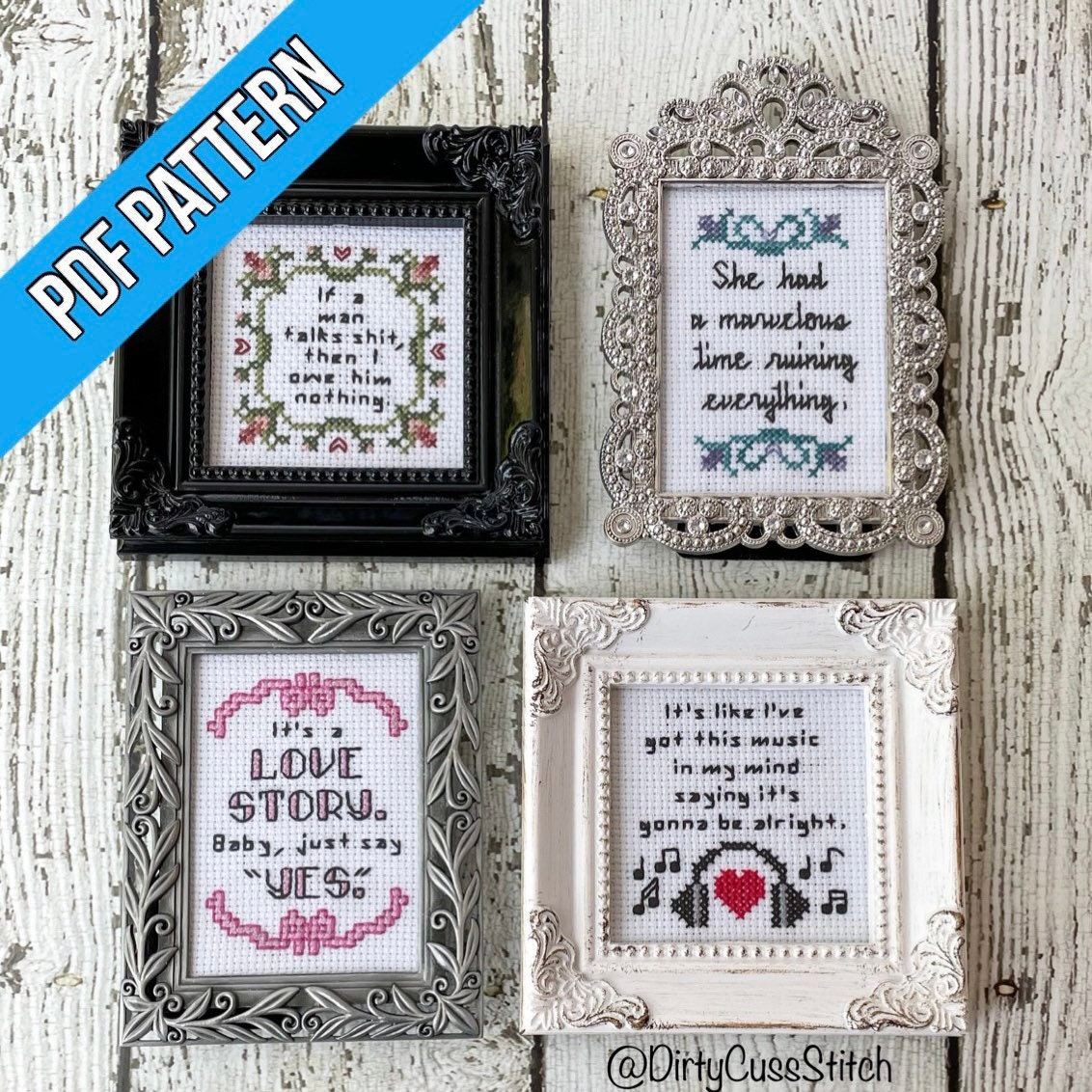 Taylor Swift GROUP ONE Mini Cross Stitch Lyric Pattern Set PDF - Etsy ...