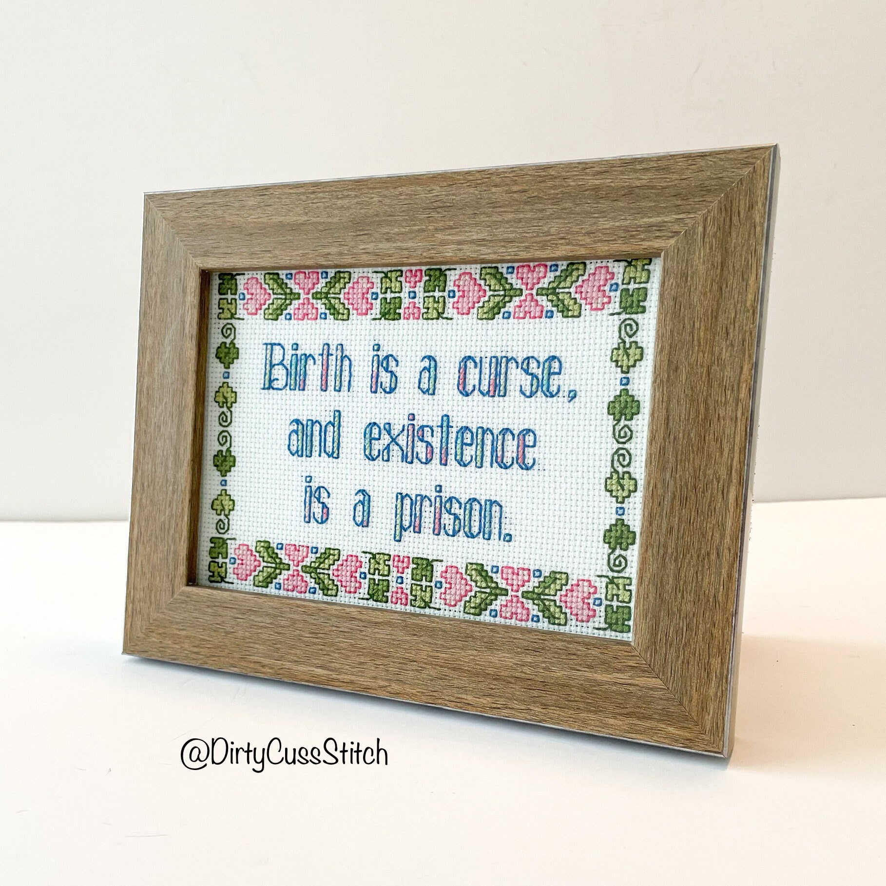 Birth is a Curse Framed Cross Stitch | Etsy