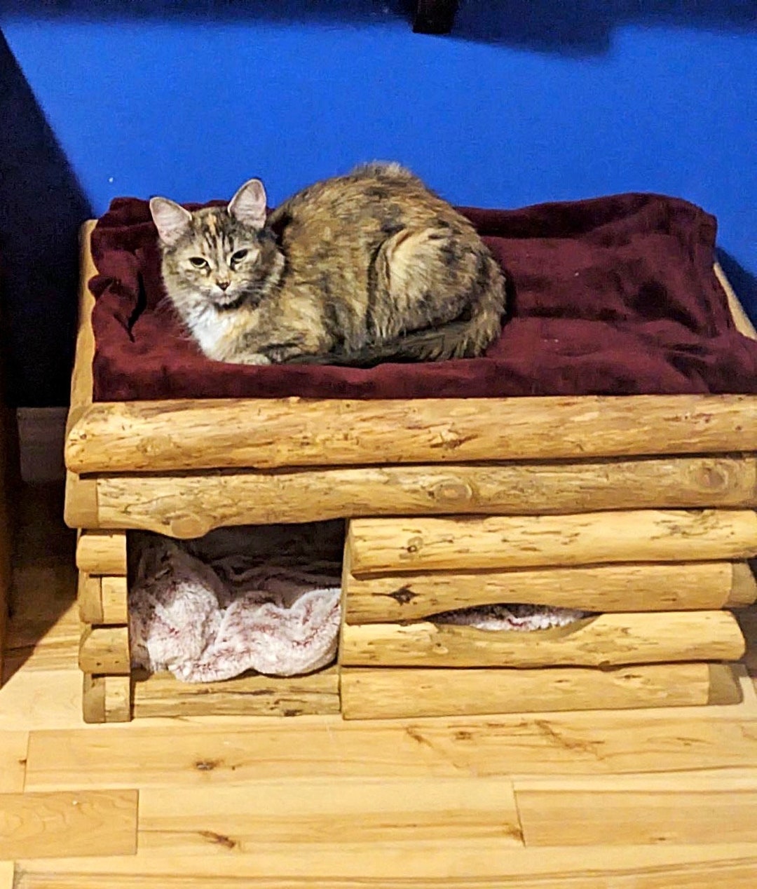 Cat House, Cat Cave, Custom Rustic Log Cabin, Cat Condo, Cat Furniture ...