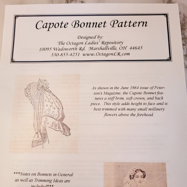 Victorian Bonnet Pattern - Etsy