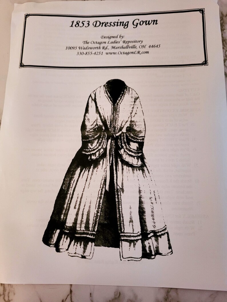 Civil War 1850 1860 Wrapper Dressing Gown Sewing Pattern 19th Century ...