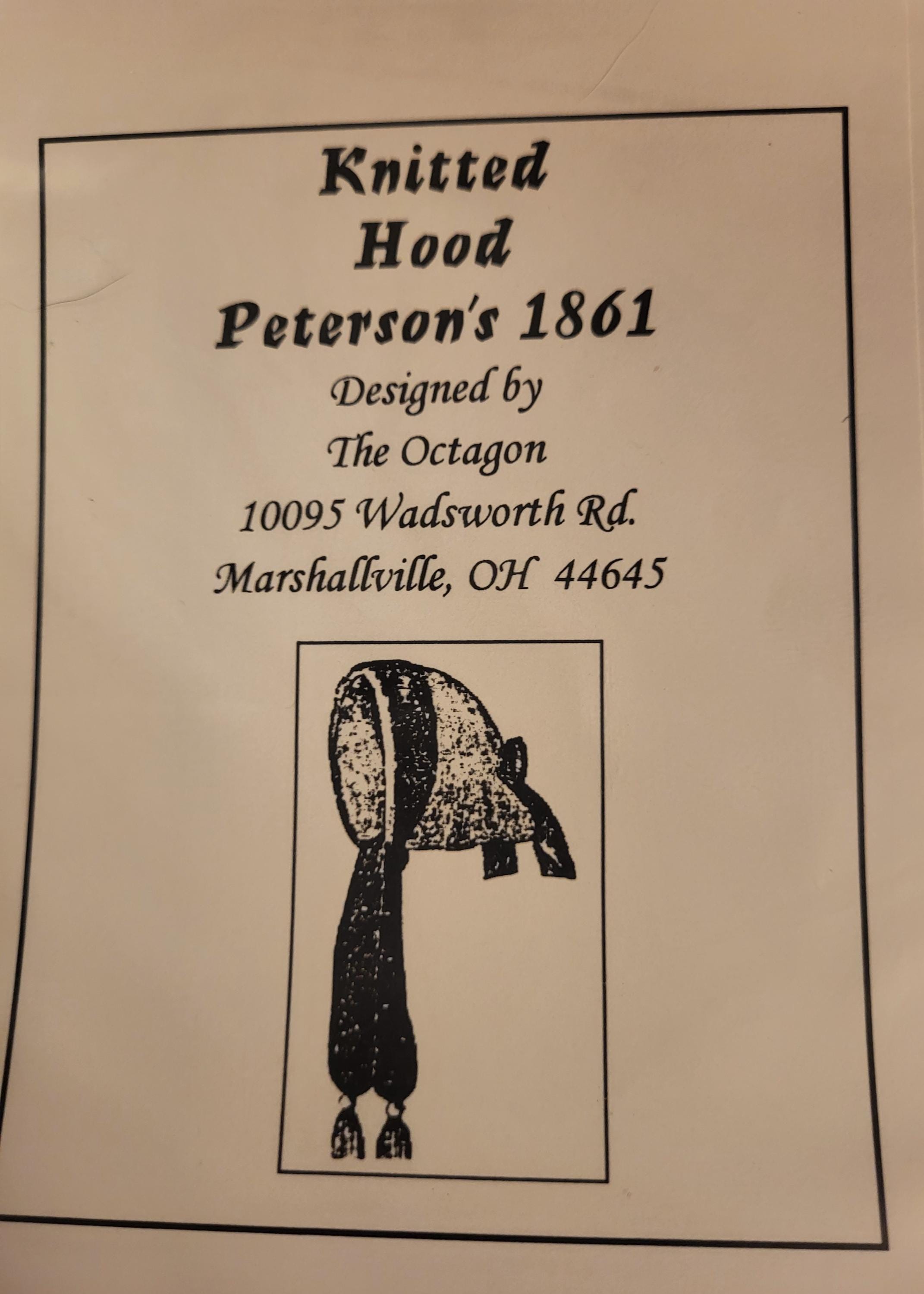 Knit Pattern Knitted Hood Civil War 1850s 1860s Pattern 19th Century ...
