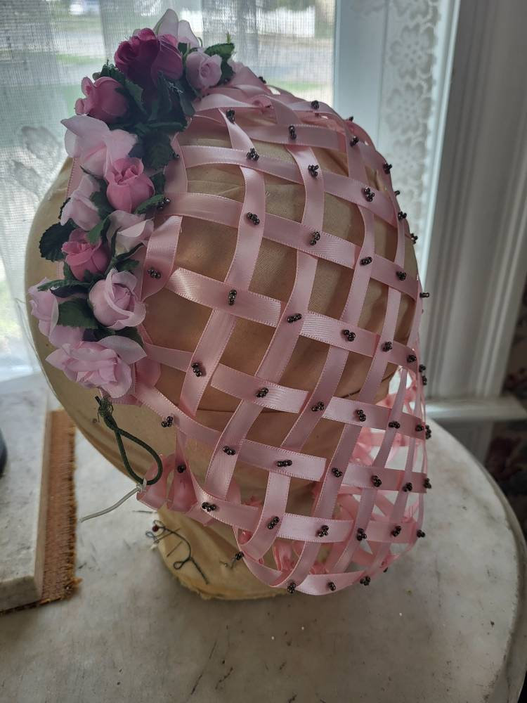 Victorian Beaded Ribbon Hairnet Civil War Accessory Hair 1860s Item New ...