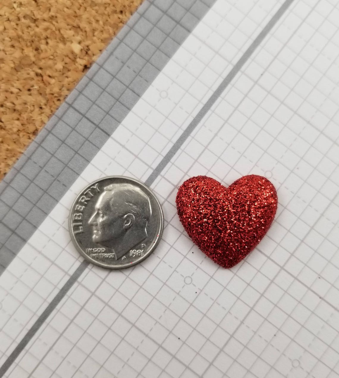 Red Glitter Hearts Decorative Push Pins, Set of 10, Glitter Push Pins ...