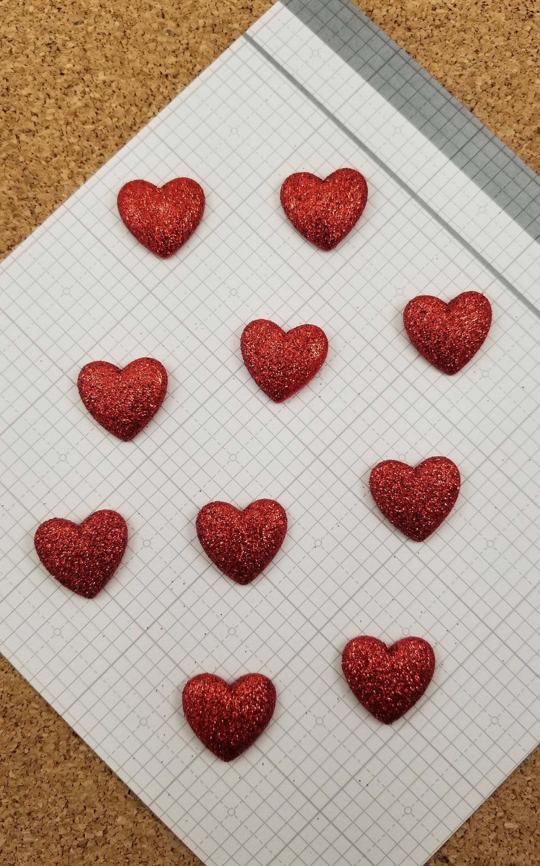 Red Glitter Hearts Decorative Push Pins, Set of 10, Glitter Push Pins ...