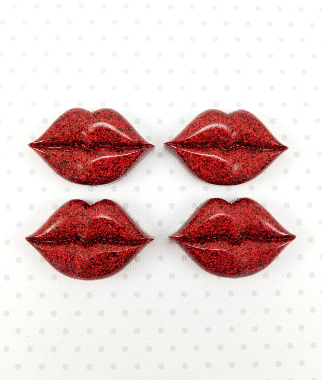 SUPER STRONG! Glitter Lip Magnets, Set of 4, Deep Red Fridge Magnets ...