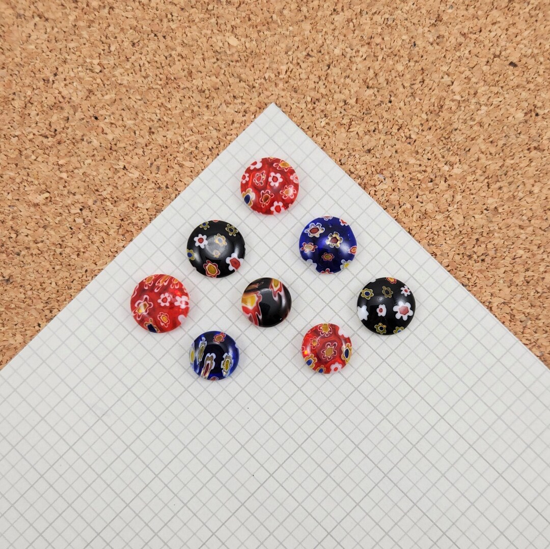 Flowered Glass Mosaic Tile Decorative Push Pins, Set of 8, Organizer ...