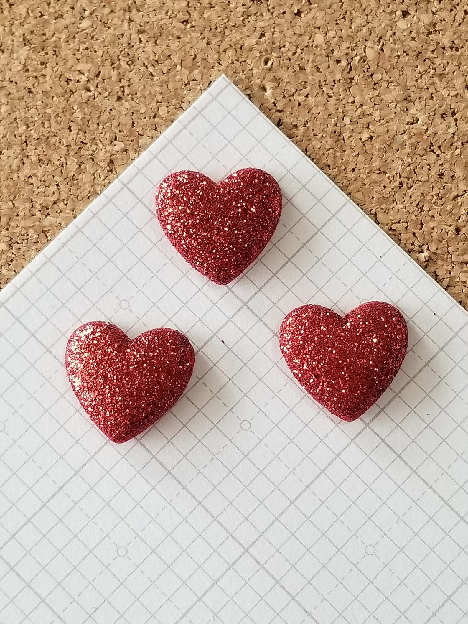 Red Glitter Hearts Decorative Push Pins, Set of 10, Glitter Push Pins ...