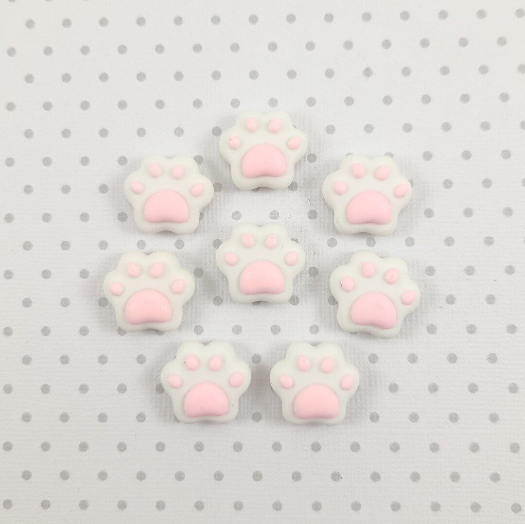 SUPER STRONG! White Cat Paw Print Decorative Magnets, Set of 8, Cat ...