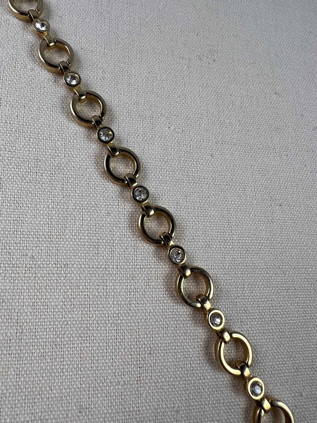 Vintage Gold Chain Crystal Link Bracelet/ Retro Jewelry/ Antique ...