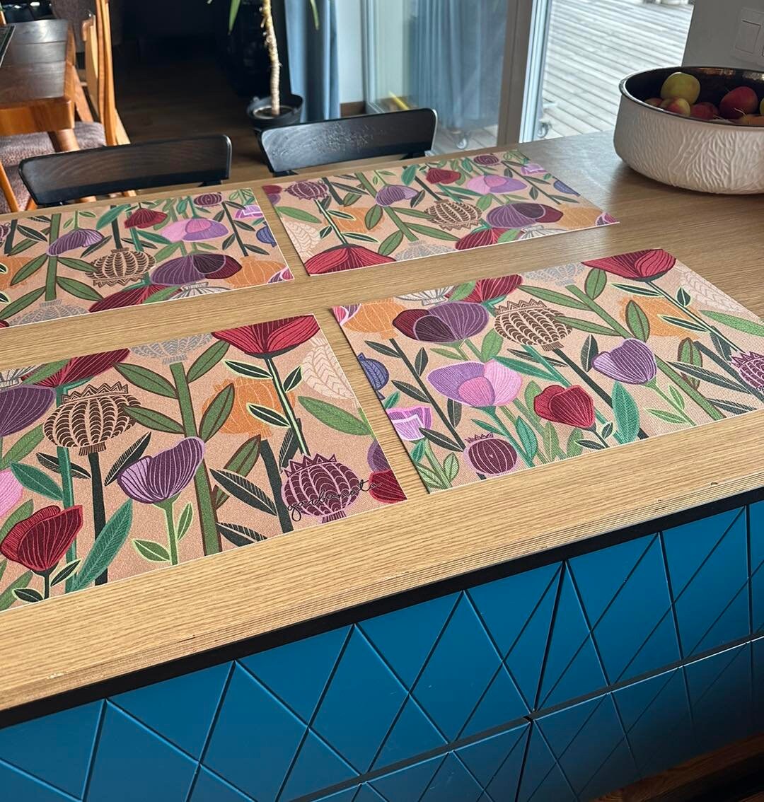 Easter Spring Flowers Table Place Mats, Dining Table Decor Set of 4/6/8 ...