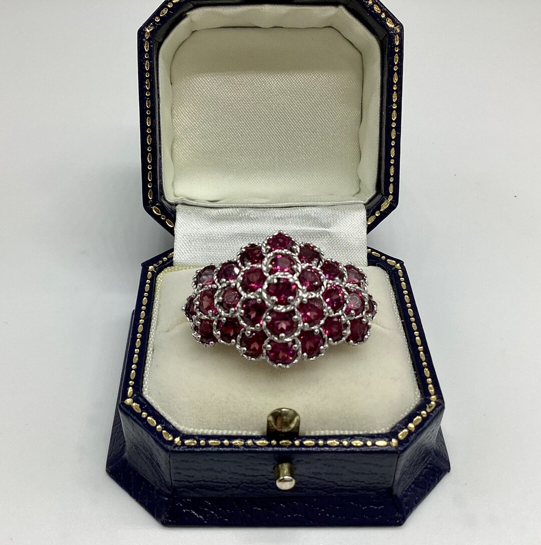 Amethyst Cluster Ring Large Dome Setting Solid 925 Silver February ...